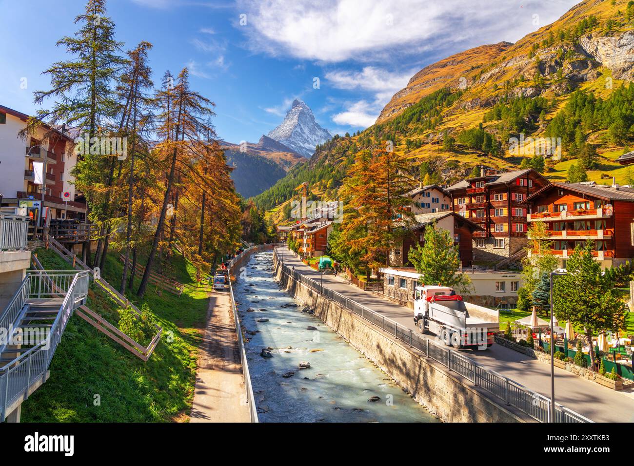 Zermatt, Switzerland on the Matter Vispa with the Matterhorn Stock ...