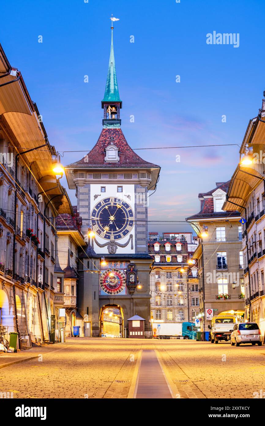 Bern, Switzerland with the Zytglogge clock tower at blue hour Stock ...