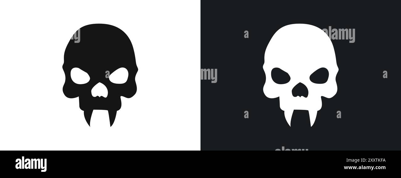 Evil skull icon linear vector graphics sign or symbol set for web app ...