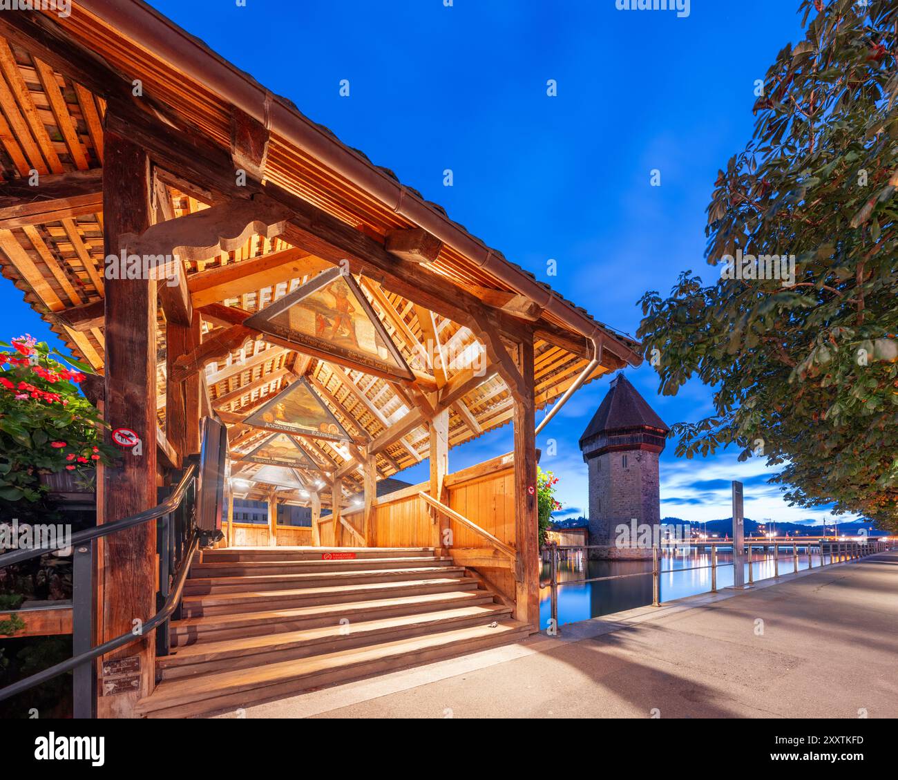 LUCERNE, SWITZERLAND - SEPTEMBER 24, 2023: The landmark 1300s Chapel ...