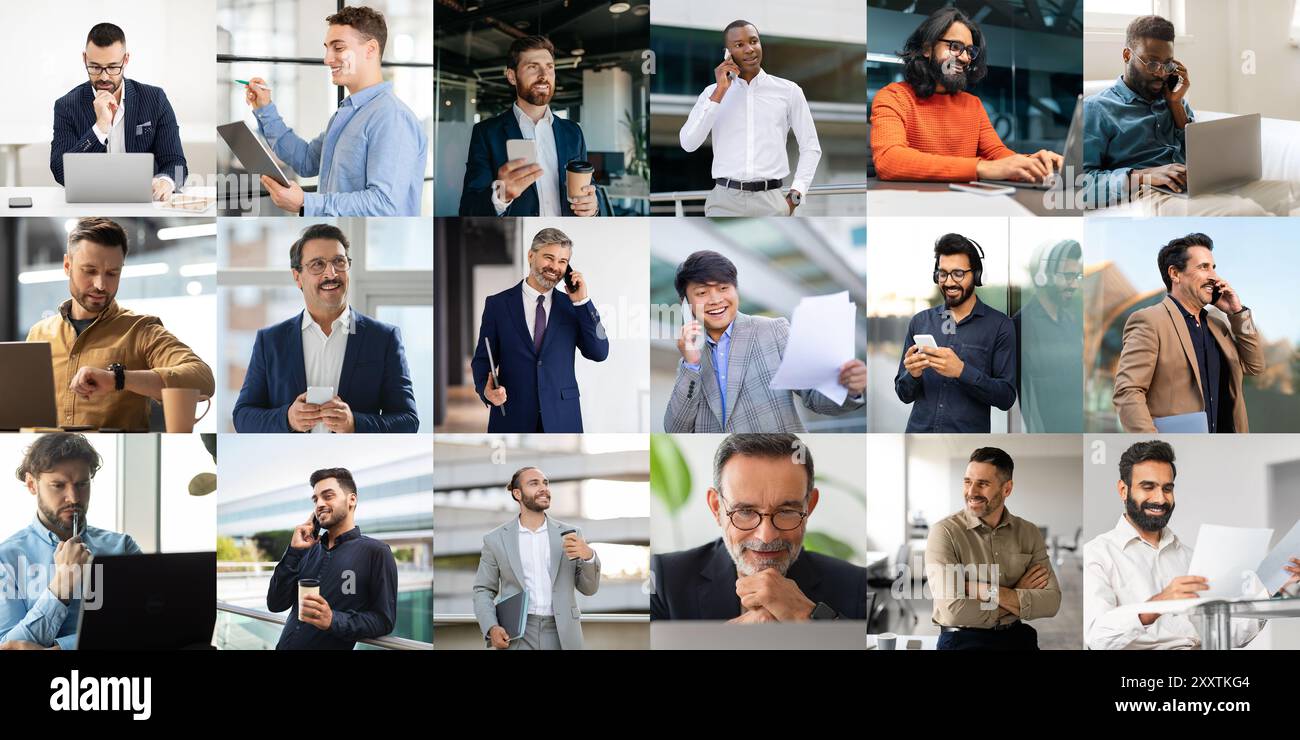 Diverse Group of Professionals Men Engaged in Various Activities Stock ...