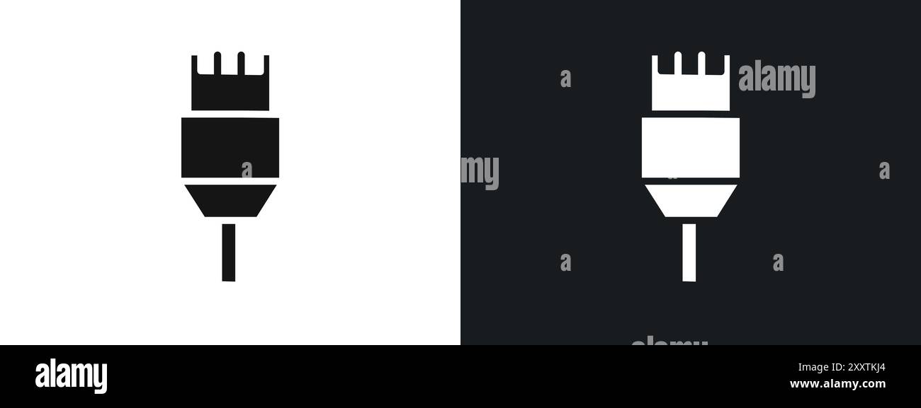 ethernet cable plug icon linear vector graphics sign or symbol set for ...