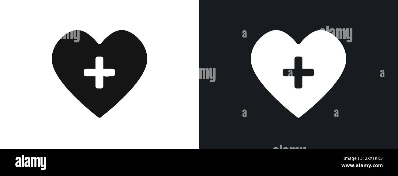 Heart plus icon linear vector graphics sign or symbol set for web app ...