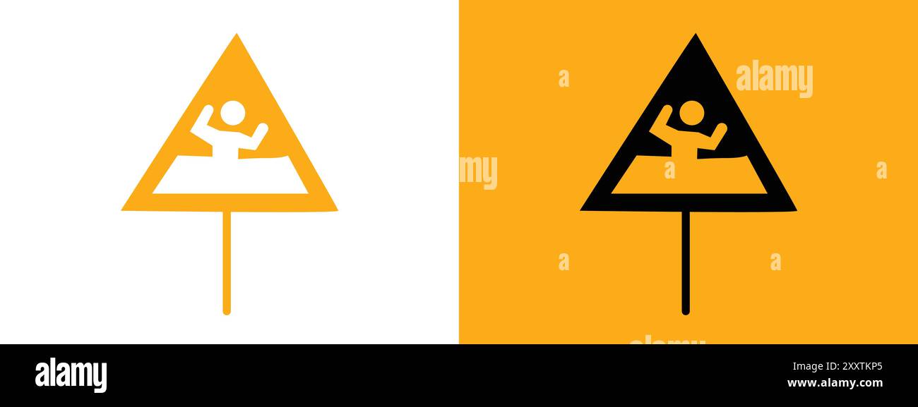 Quicksand and Mud Danger Sign icon linear vector graphics sign or symbol set for web app ui ...