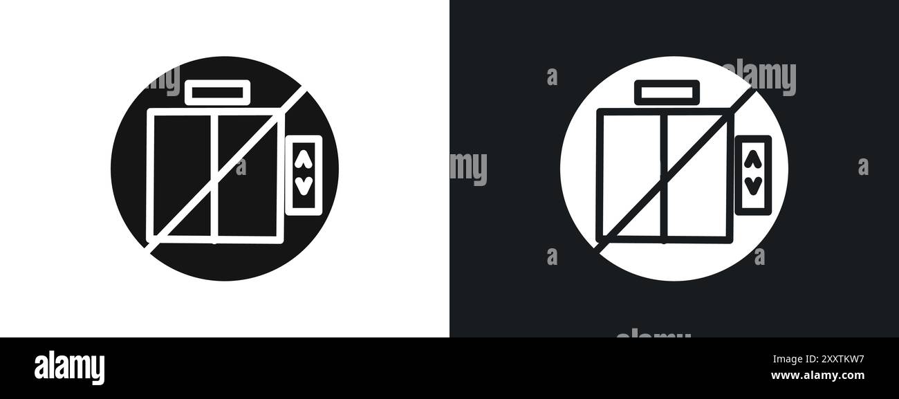 No Elevator Sign icon linear vector graphics sign or symbol set for web app ui Stock Vector ...
