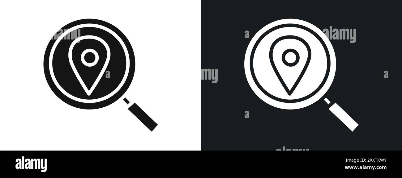 Location search icon linear vector graphics sign or symbol set for web ...