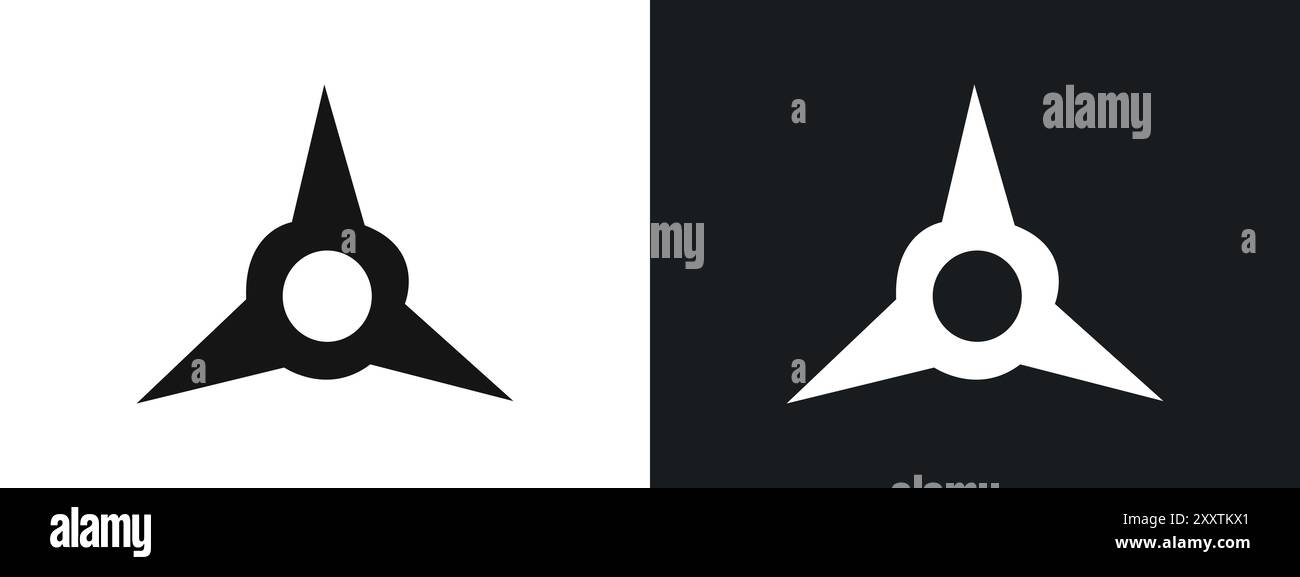 Japanese ninja shuriken icon linear vector graphics sign or symbol set for web app ui Stock ...