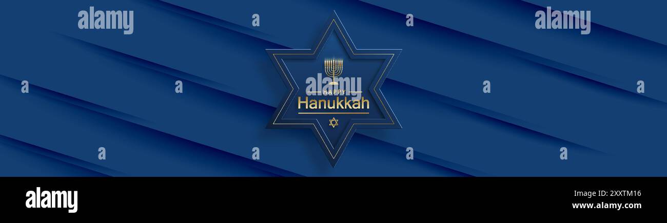 Happy Hanukkah card with nice and creative symbols and gold paper cut ...