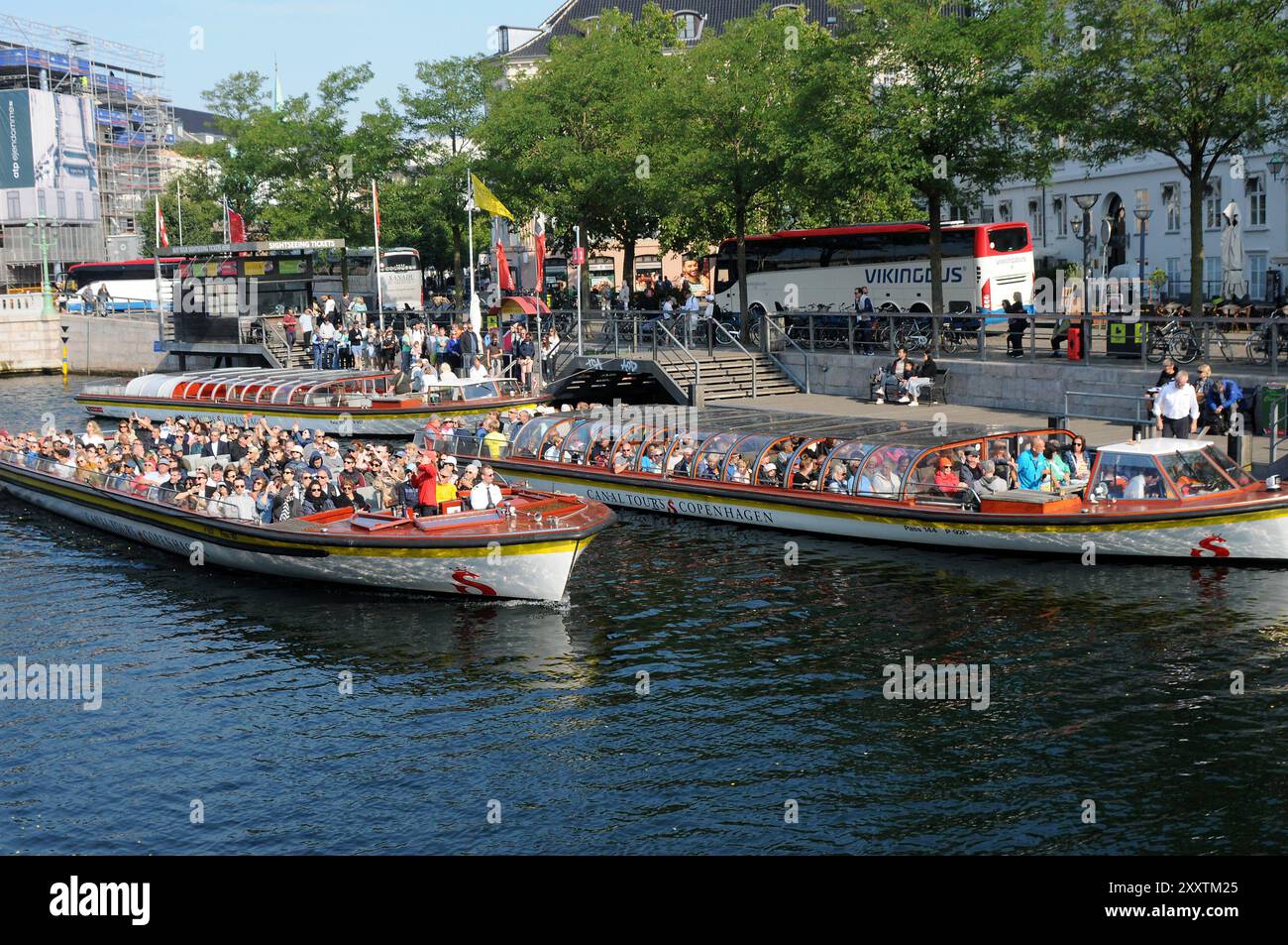 Copenhagen/ Denmark/26 August 2024/ Travelers boat ride canal tours ...