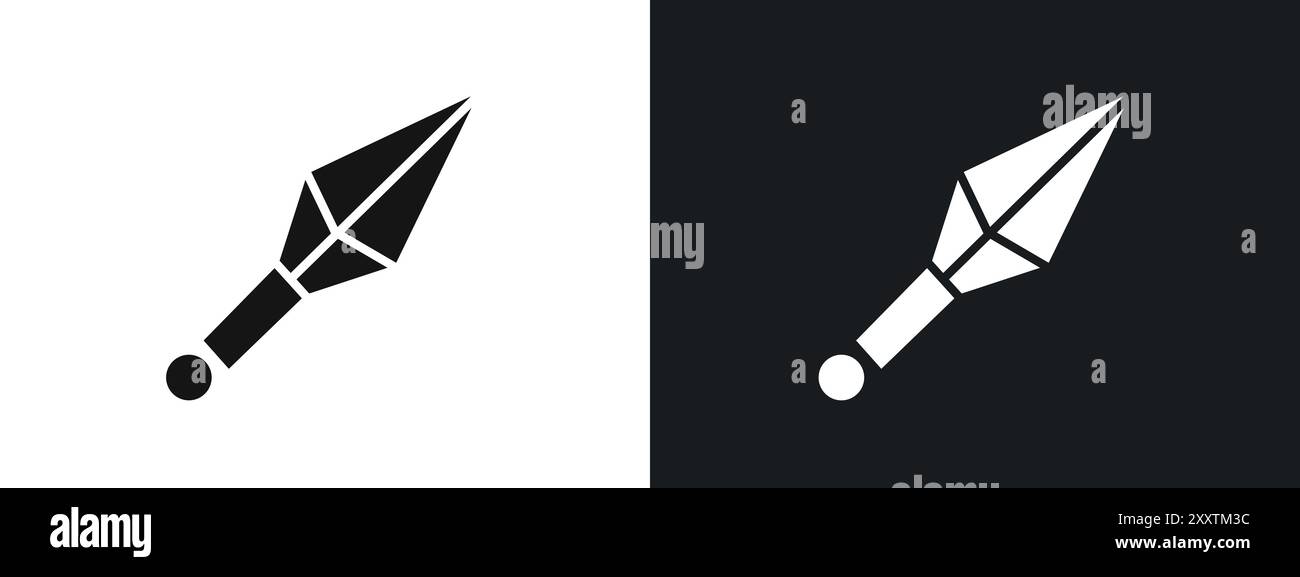 Kunai throwing knife icon linear vector graphics sign or symbol set for ...