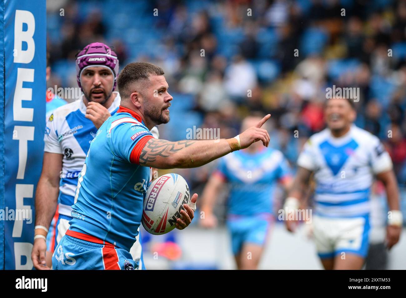 Halifax, England - 25th August 2024 - Wakefield Trinity's Liam Hood ...