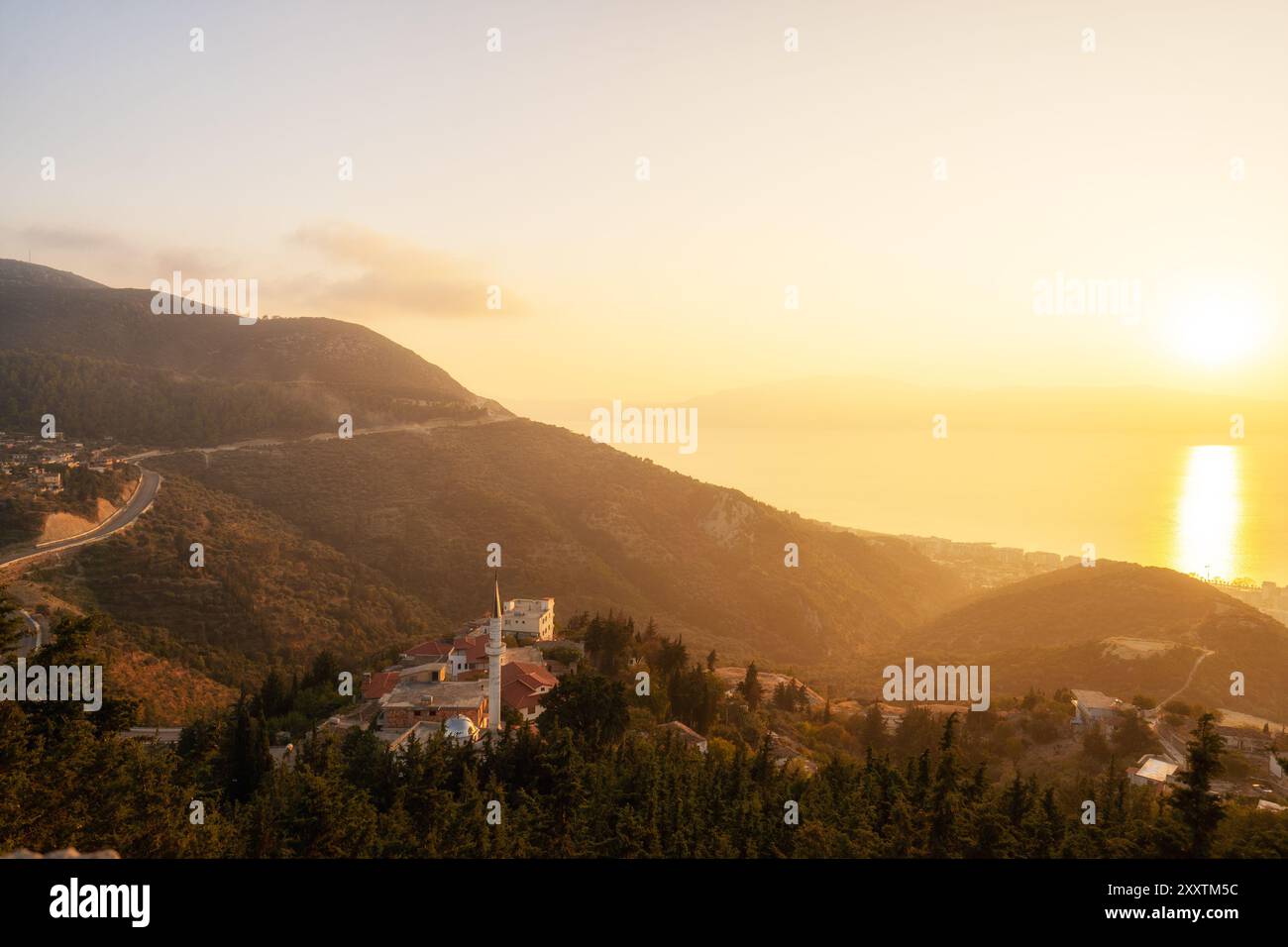 Attractive spring cityscape of Vlore city from Kanines fortress Stock ...
