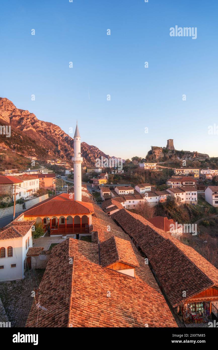 Aerial view of Kruja castle and bazaar, Albania Stock Photo - Alamy
