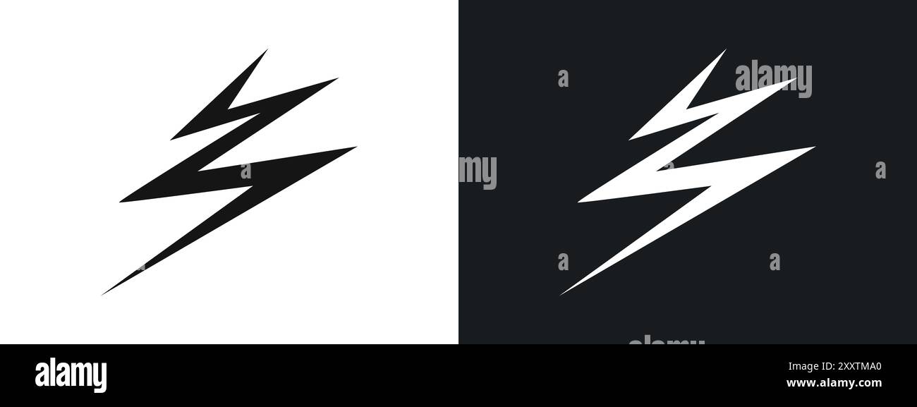 Lightning power charge icon linear vector graphics sign or symbol set ...