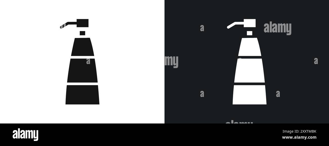 Liquid soap container icon linear vector graphics sign or symbol set ...