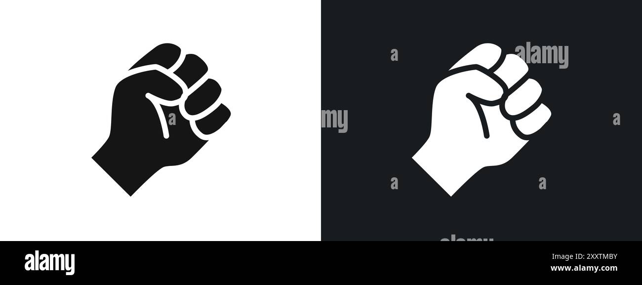 punch fist hand icon linear vector graphics sign or symbol set for web ...
