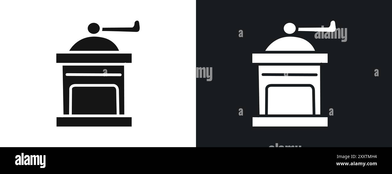 Manual coffee grinder icon linear vector graphics sign or symbol set ...