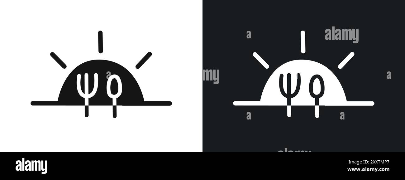 Sunrise Breakfast Icon linear vector graphics sign or symbol set for ...