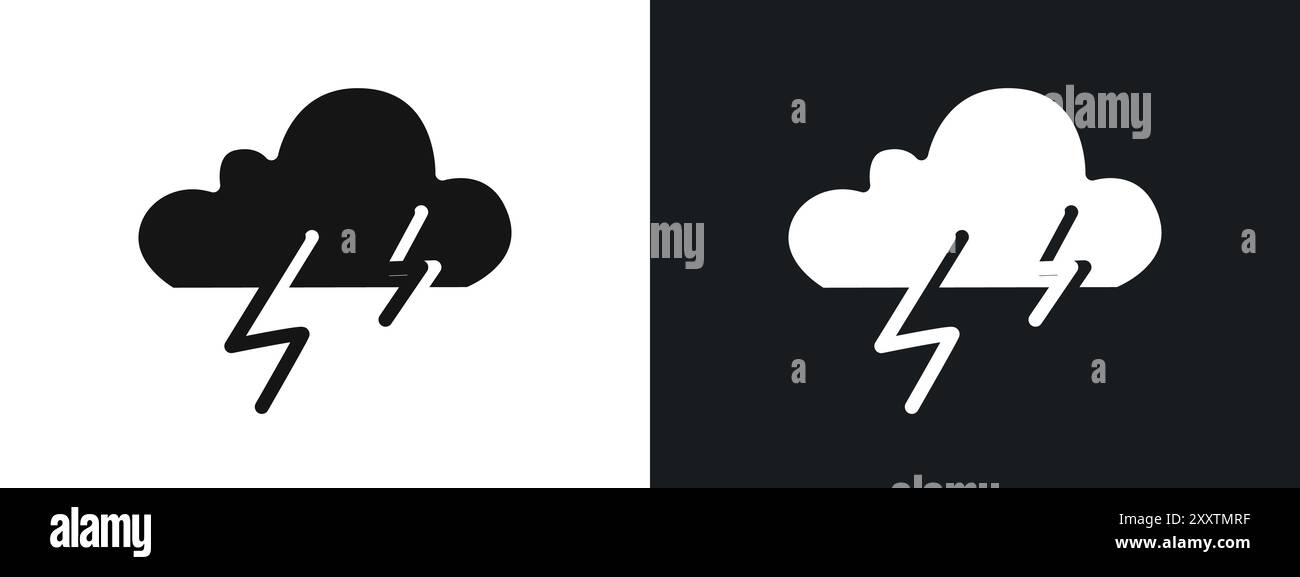Thunder lightning icon linear vector graphics sign or symbol set for ...