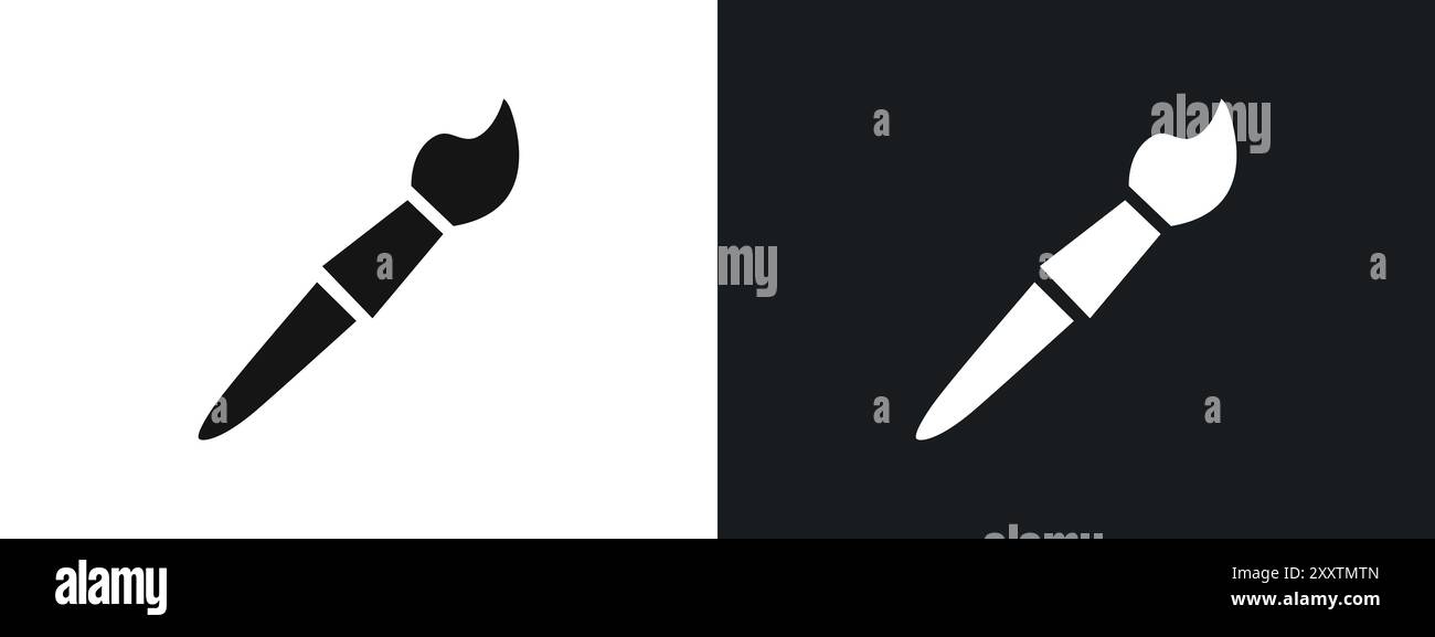 Paint brush icon linear vector graphics sign or symbol set for web app ...