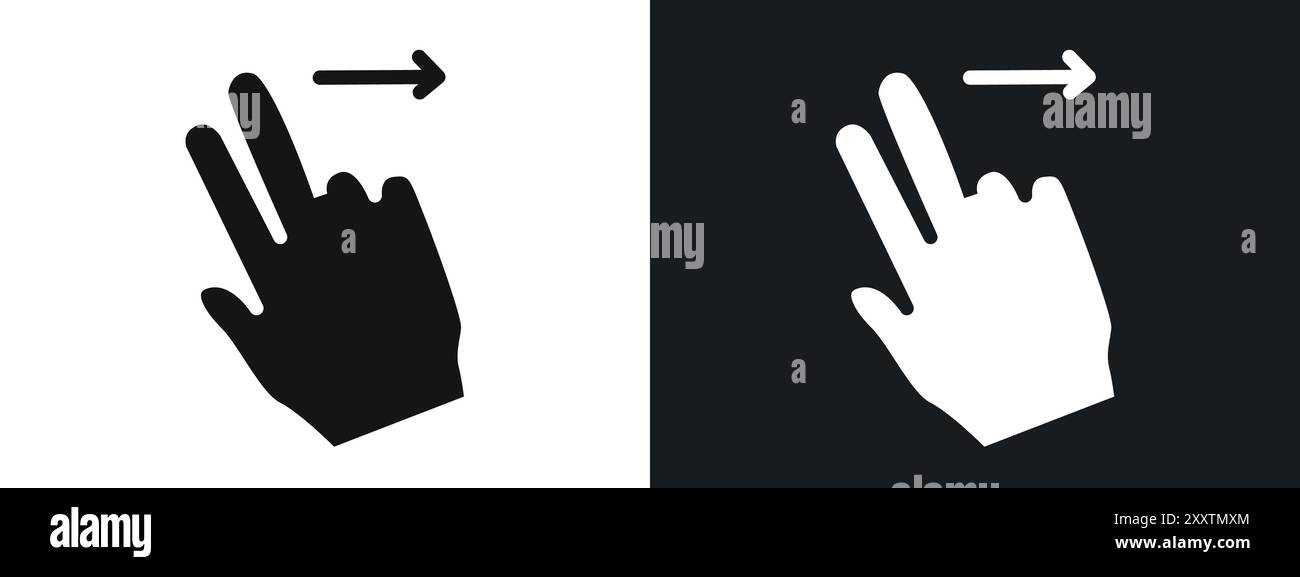 two fingers swipe right icon linear vector graphics sign or symbol set for web app ui Stock ...