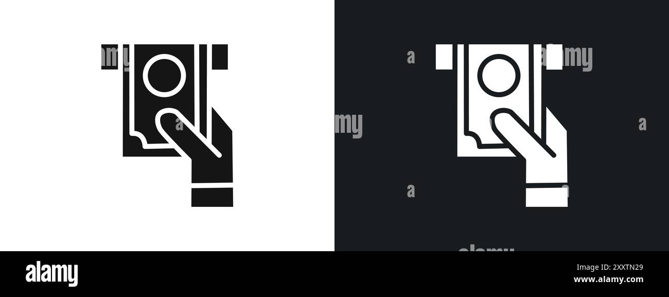 Withdraw Money in ATM icon linear vector graphics sign or symbol set ...