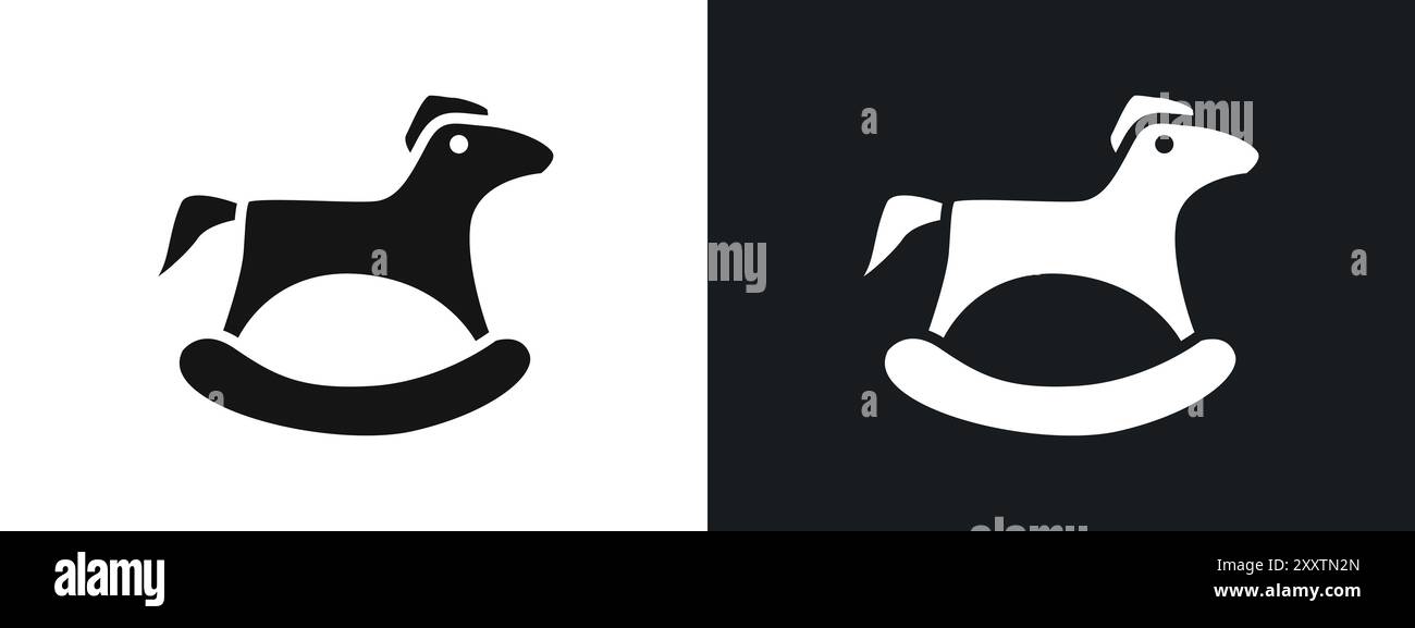 Toy horse rocking chair icon linear vector graphics sign or symbol set for web app ui Stock ...