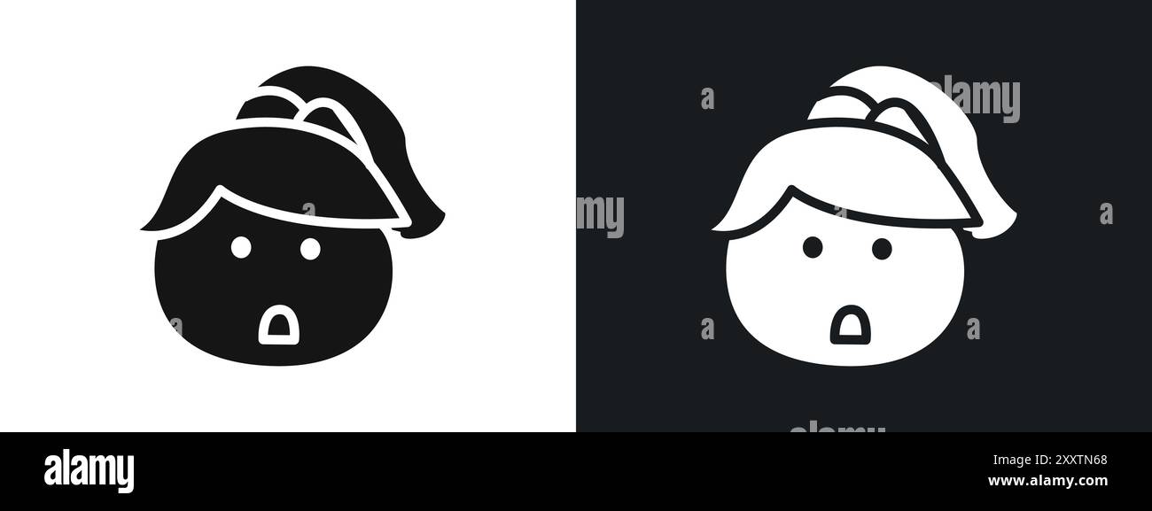 Shocked Girl icon linear vector graphics sign or symbol set for web app ...