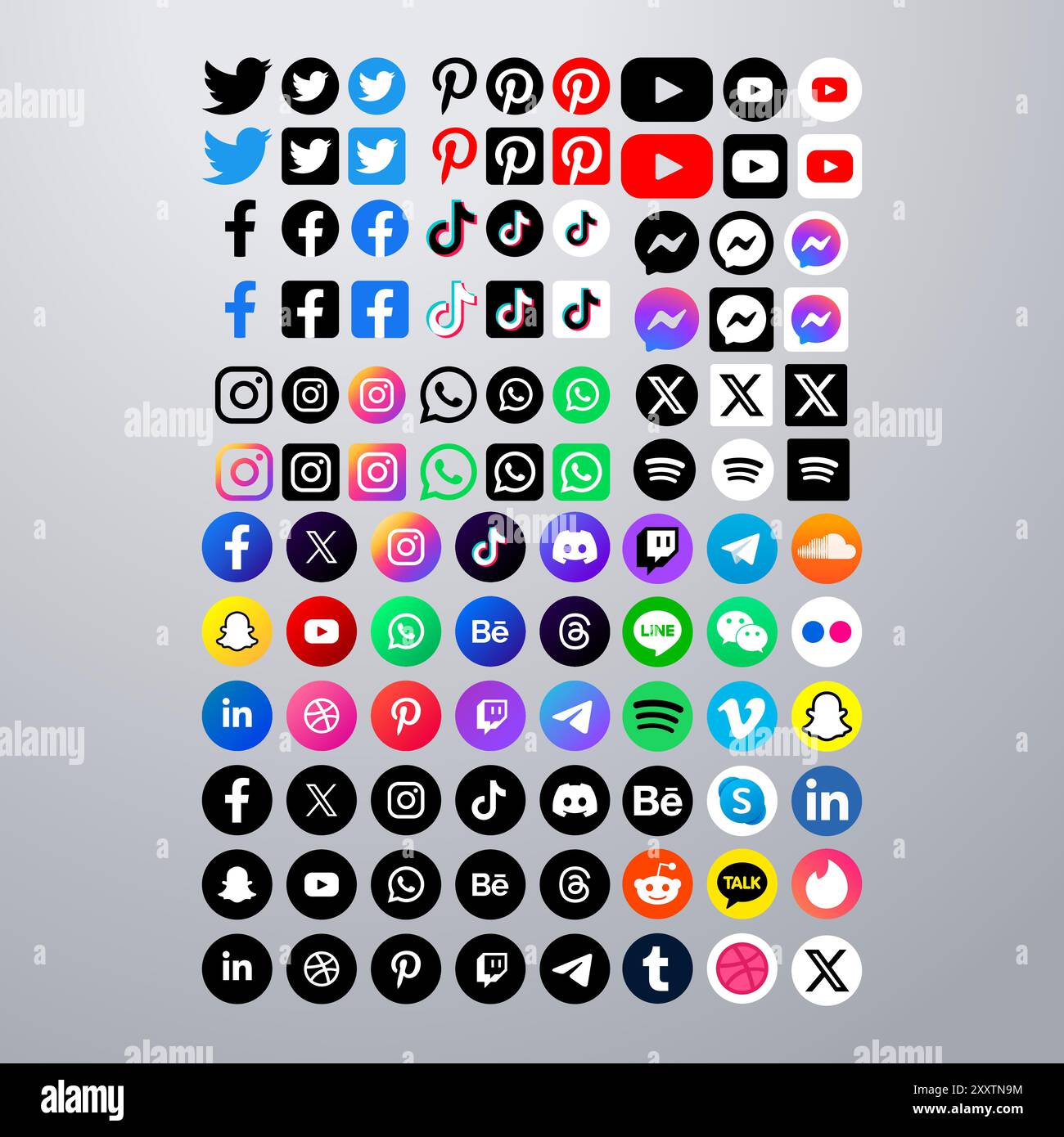 Media social or social networking icons and logos design template ...
