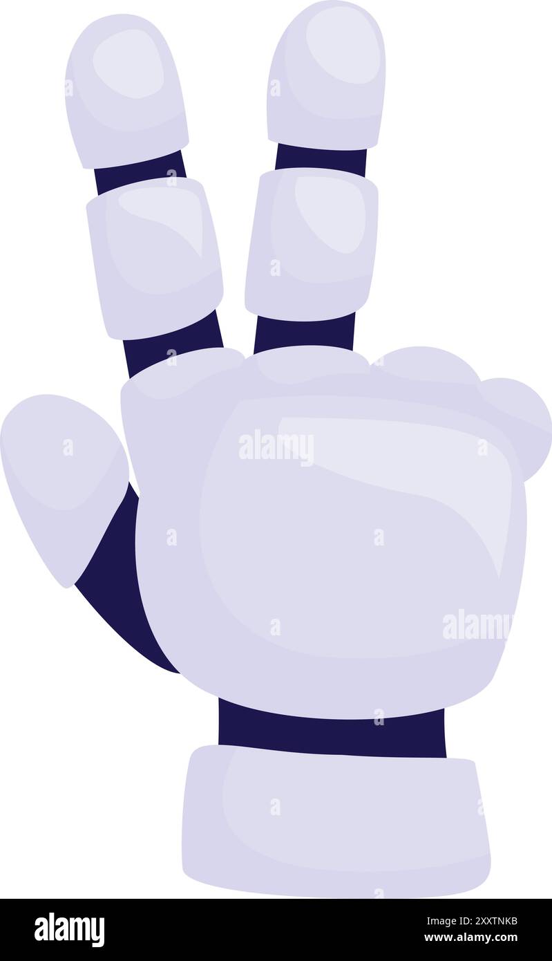 Robotic hand is making the peace sign with its index and middle fingers ...