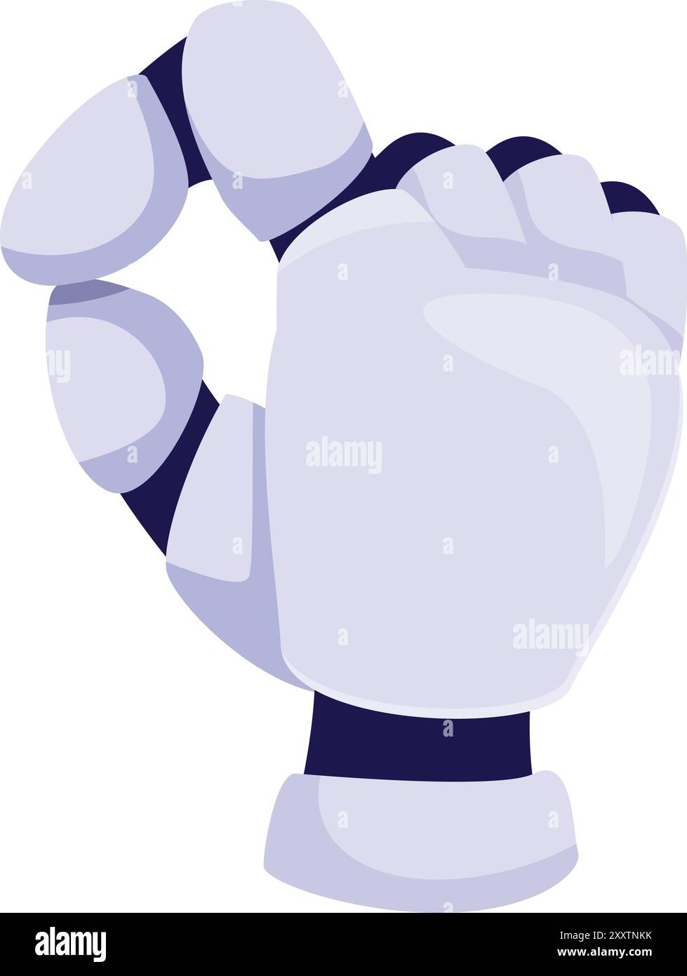 Robotic hand is making the ok gesture, with the thumb and index finger ...