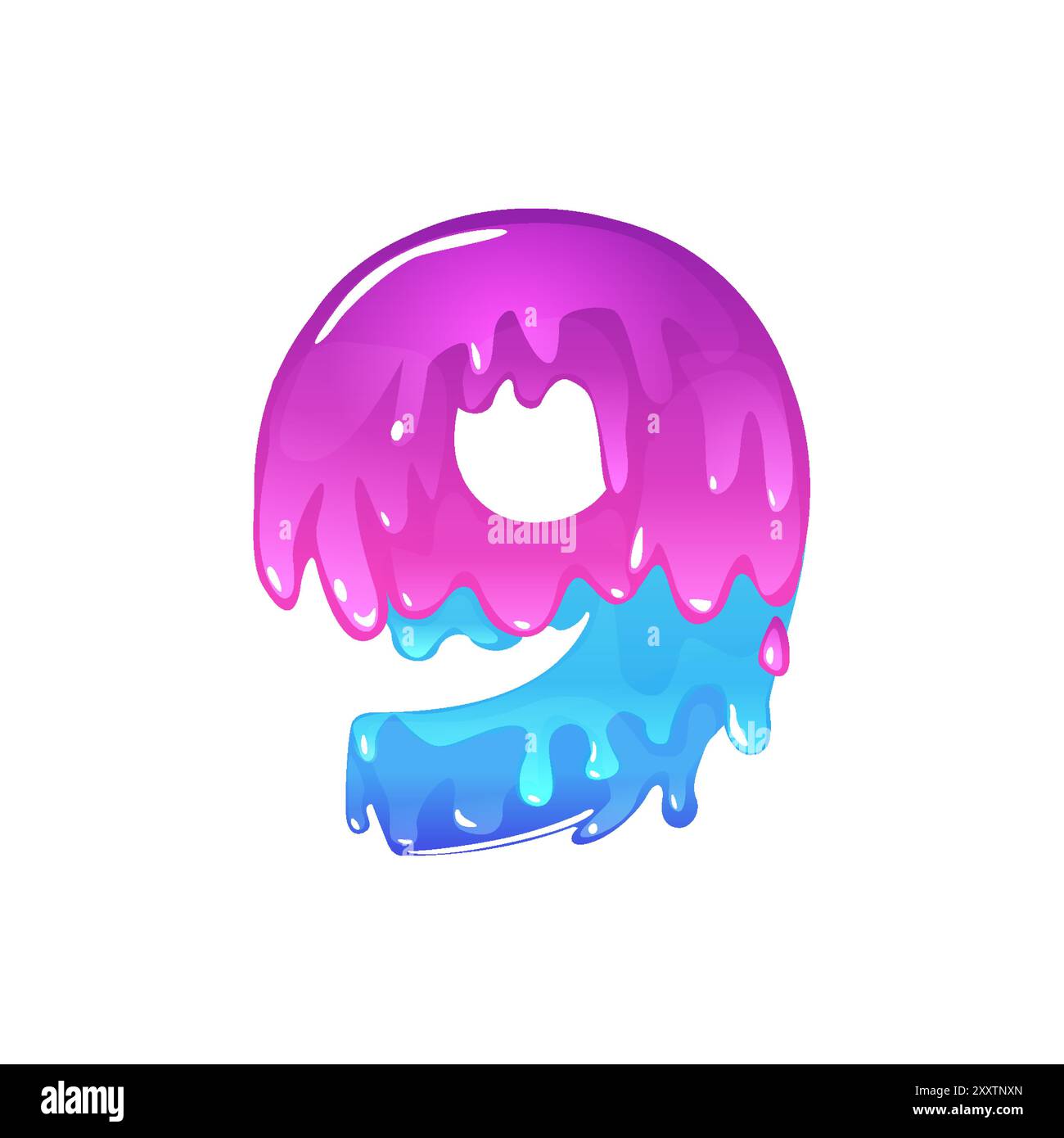 Vector Slime Cartoon Number 9, figure Nine. Slime font type number ...