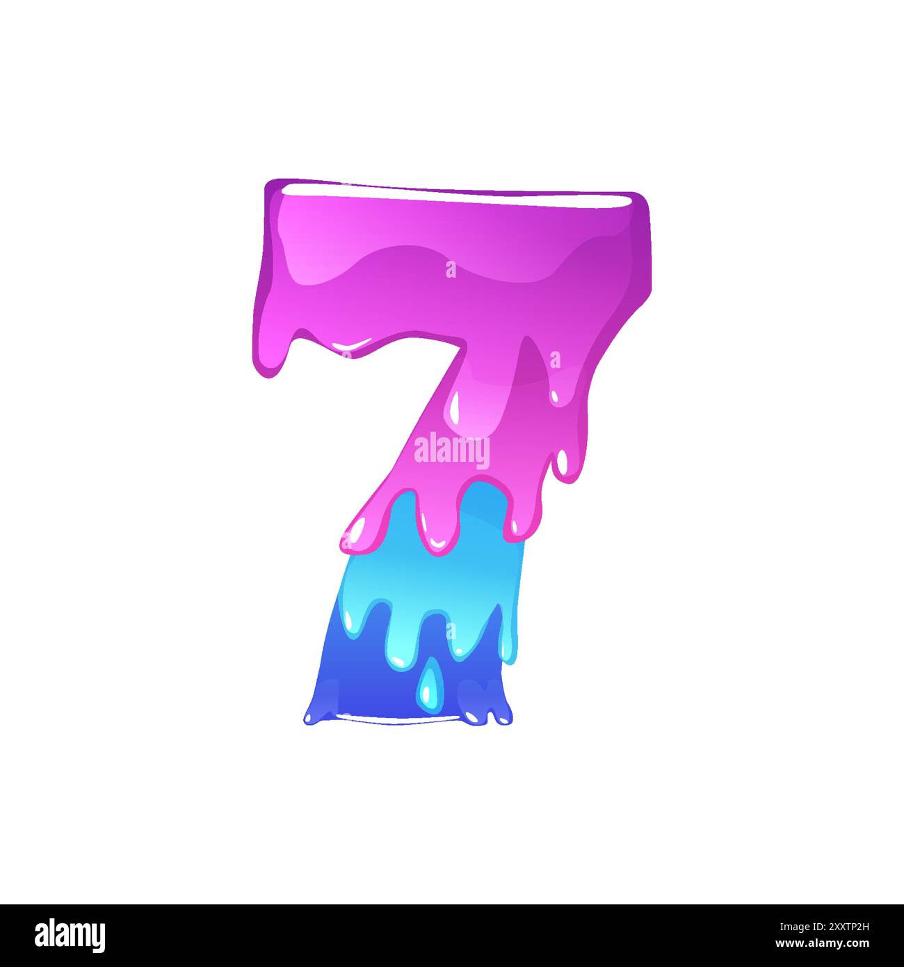 Vector Slime Cartoon Number 7, figure Seven. Slime font type number ...