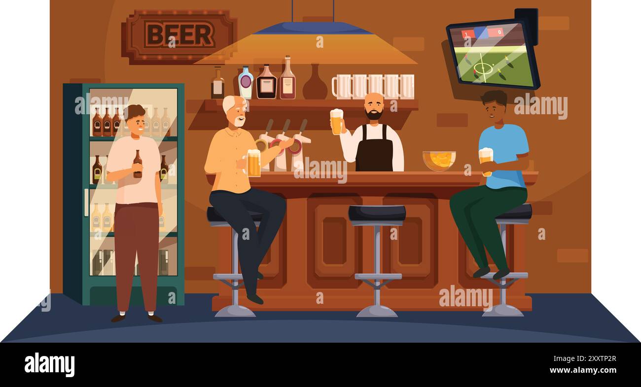 People enjoying their time drinking beer and watching football match in ...