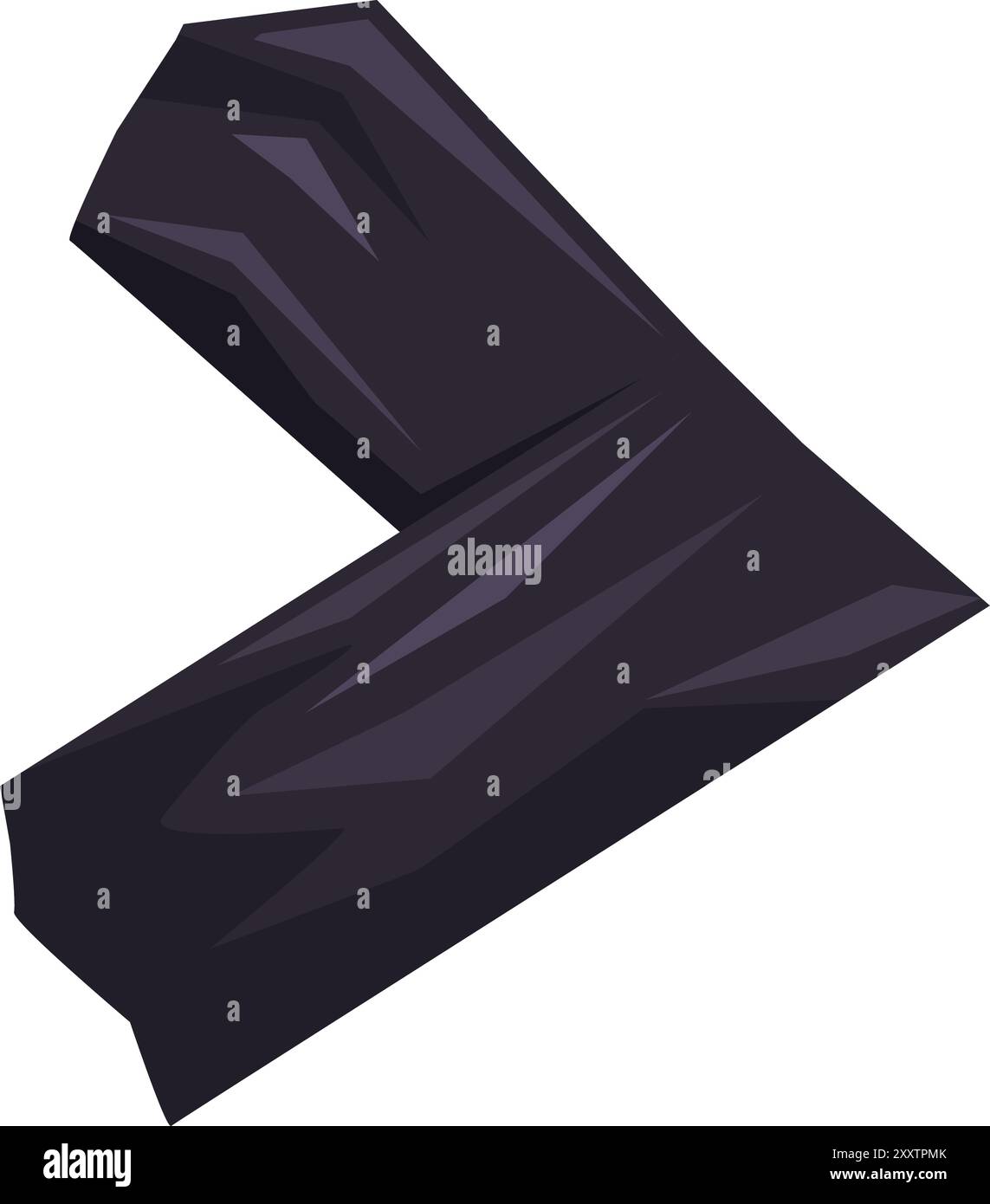 Piece of black duct tape forming a right angle arrow pointing to the ...