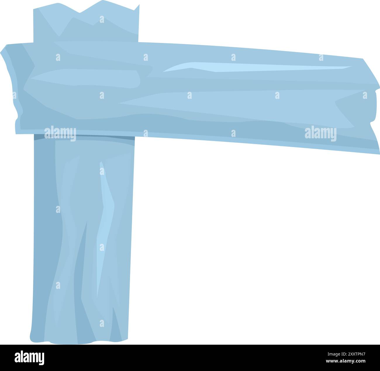 Blue duct tape with its sticky side up is hanging down and forming the ...