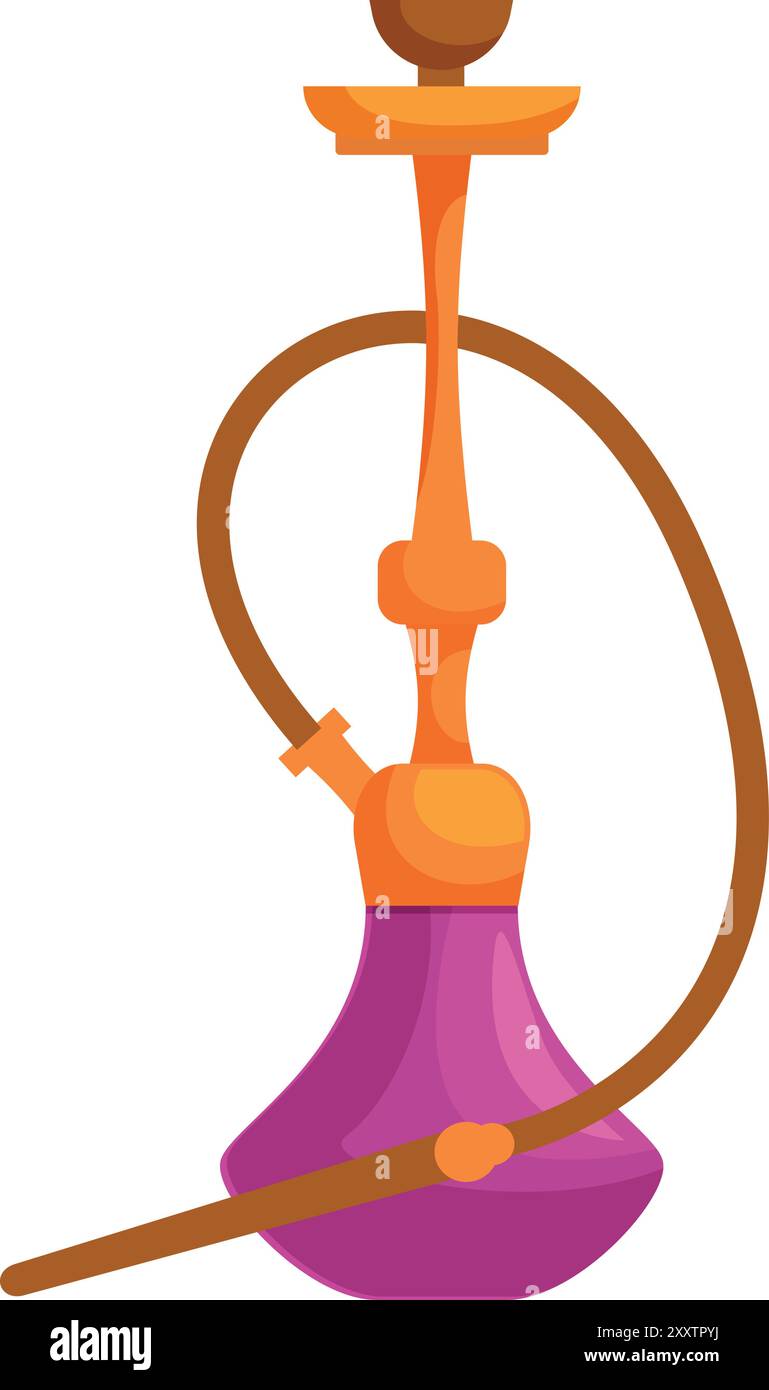 Golden shisha pipe standing on white background representing the ...