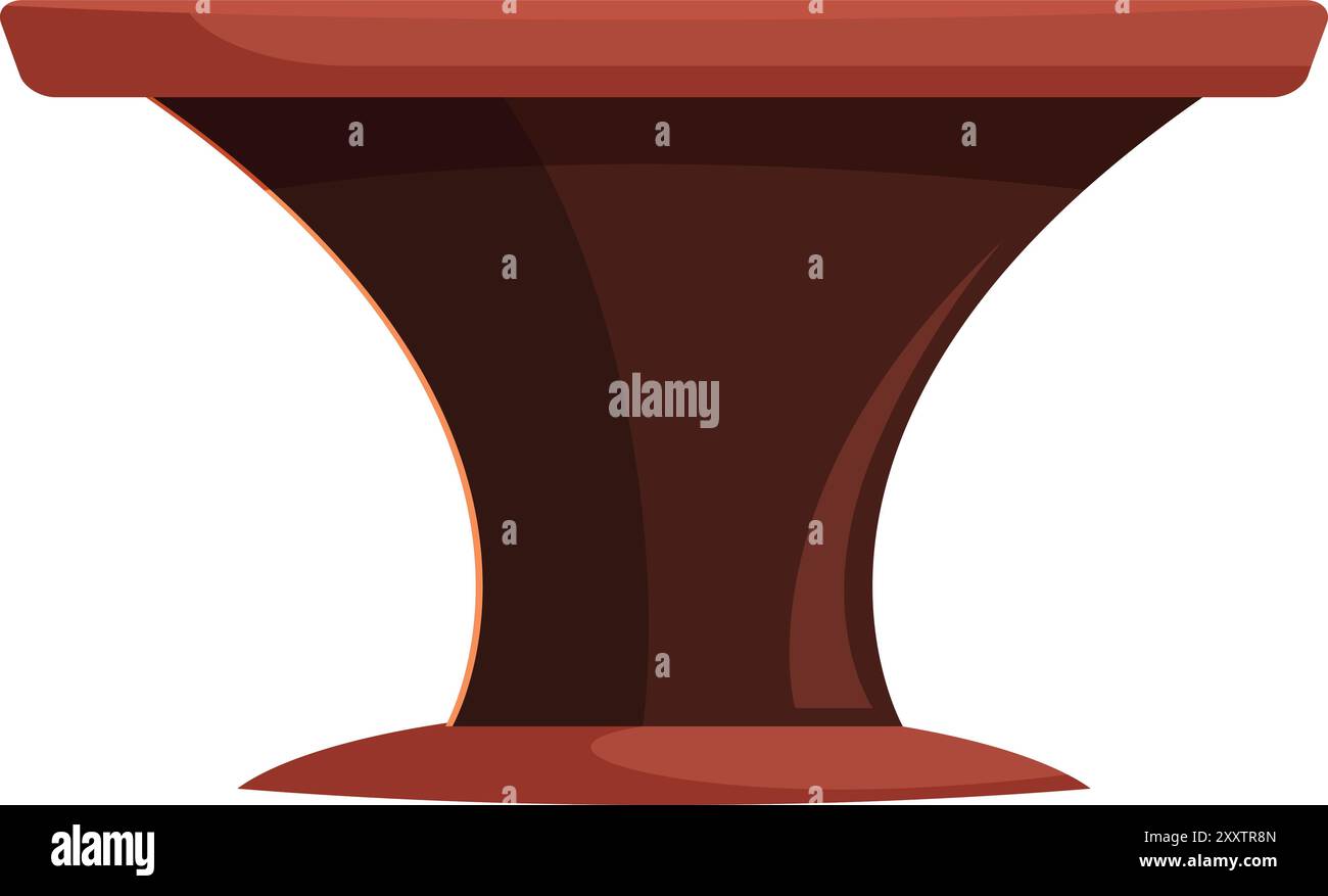 Simple modern round table with thin stem standing on white background ...
