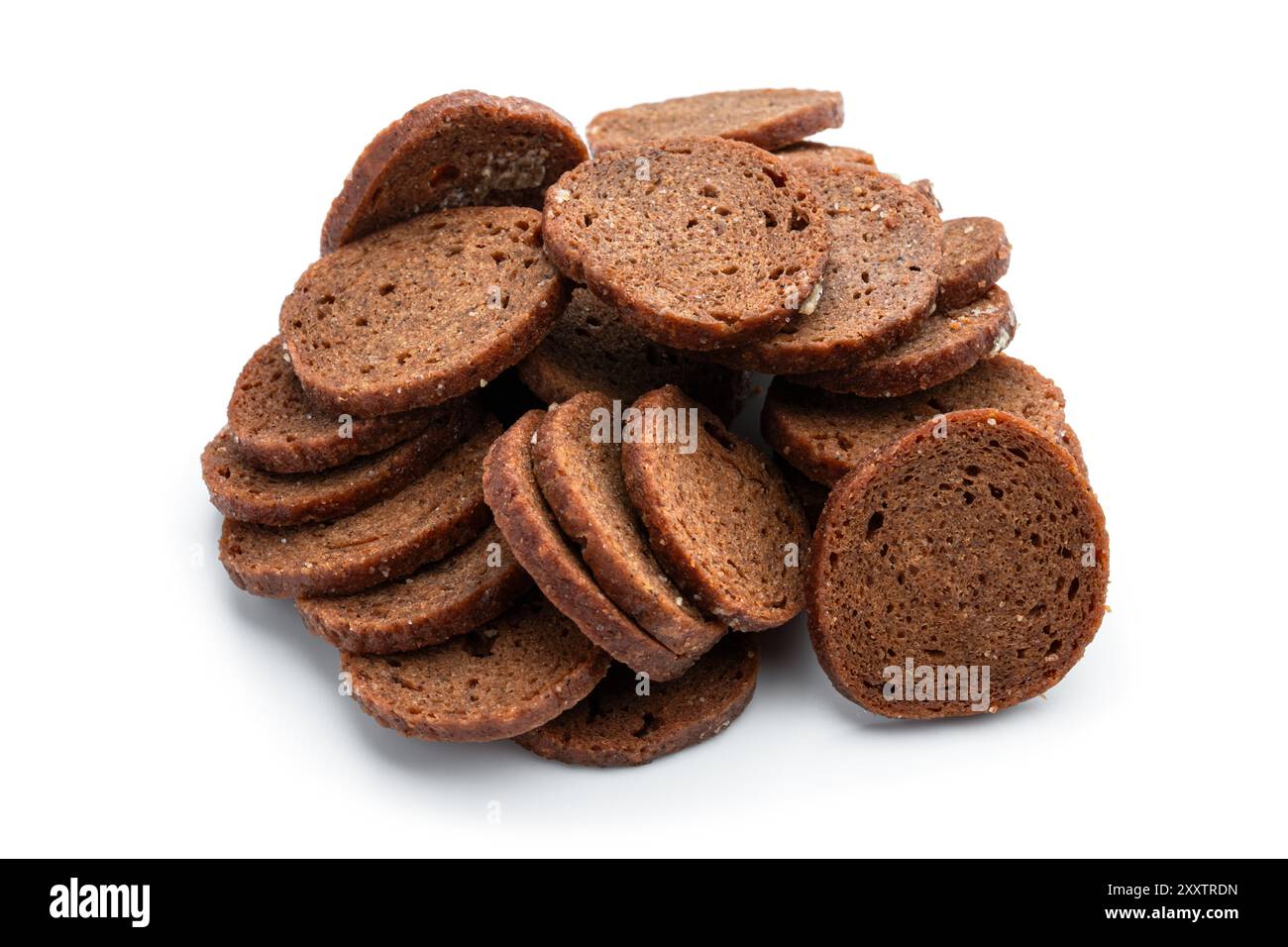 Rye bread crackers in paper bowl isolated on white background Stock Photo - Alamy