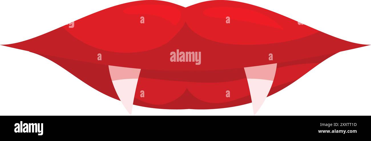 Red vampire lips showing fangs for a scary halloween party Stock Vector ...