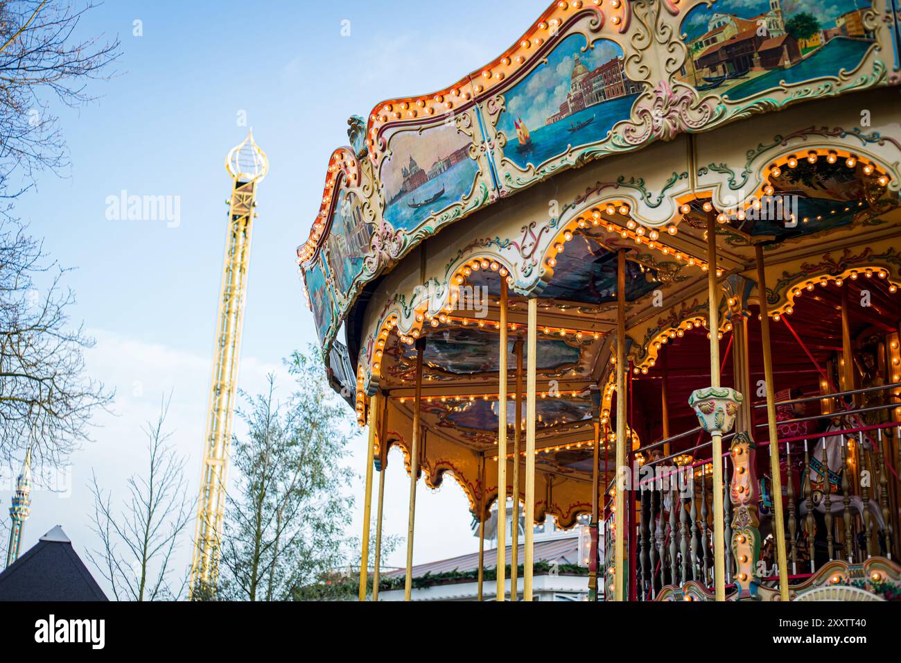Antique carousel on Tivoli in Copenhagen, Denmark Stock Photo - Alamy