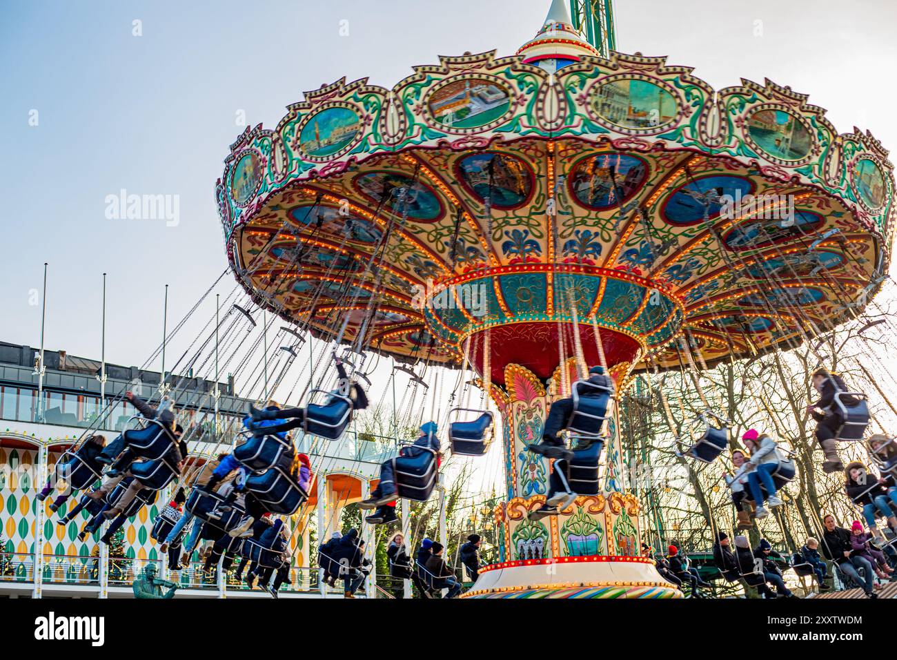 Old style carousel on Tivoli, Copenhagen, Denmark Stock Photo - Alamy