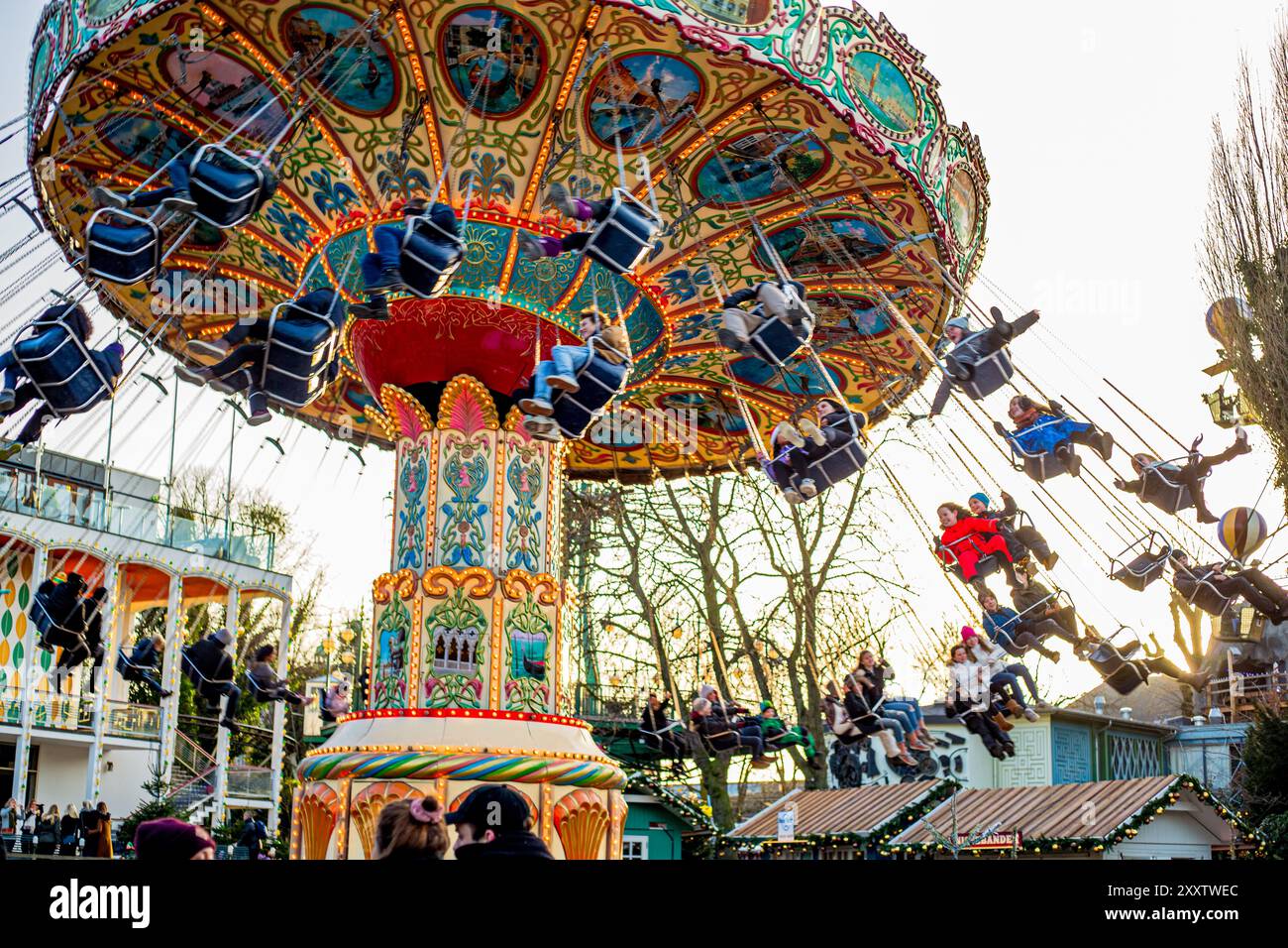 Swing carousel on Tivoli, Copenhagen, Denmark Stock Photo - Alamy