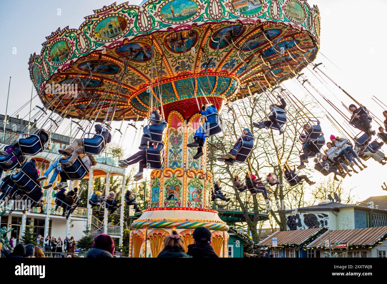 Old style carousel on Tivoli, Copenhagen, Denmark Stock Photo - Alamy