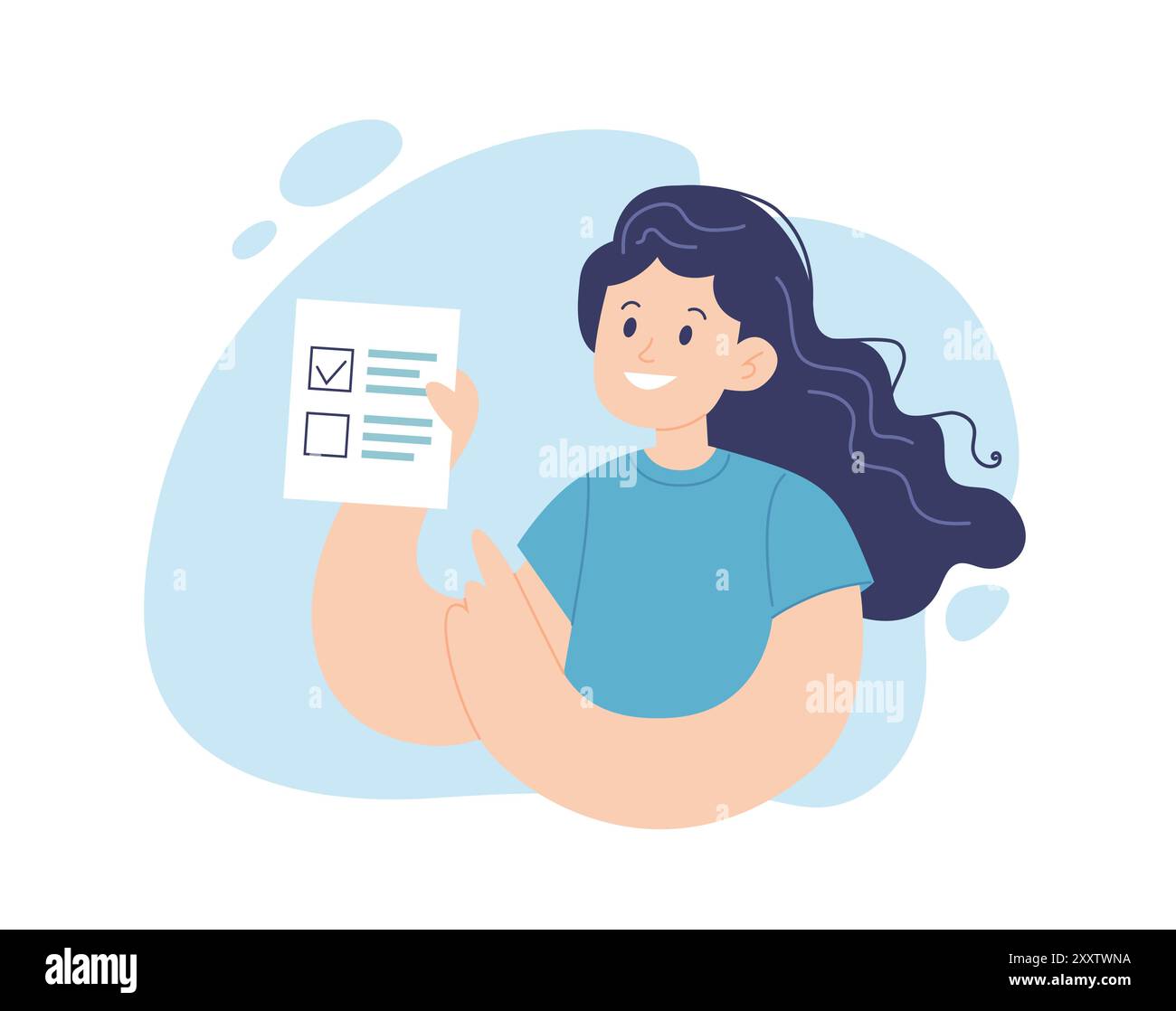 Vote 2024 woman with voting ballot. Election campaign concept, vector ...