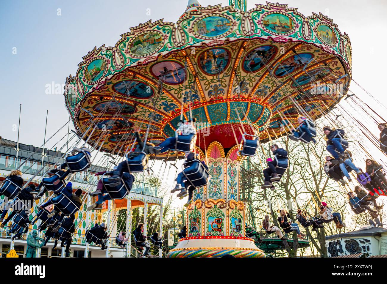 Old style carousel on Tivoli, Copenhagen, Denmark Stock Photo - Alamy