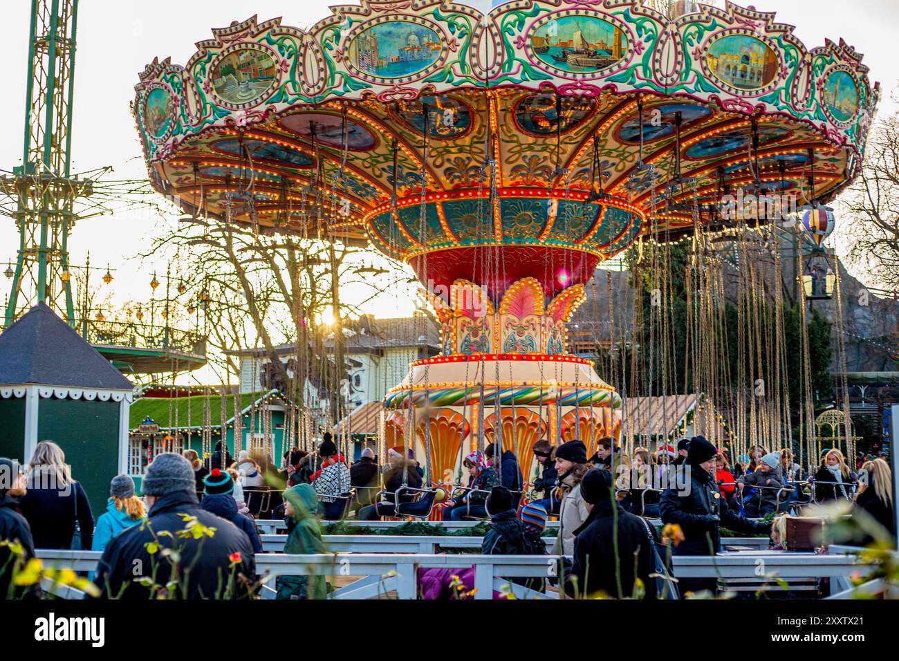 Swing carousel on Tivoli, Copenhagen, Denmark Stock Photo - Alamy