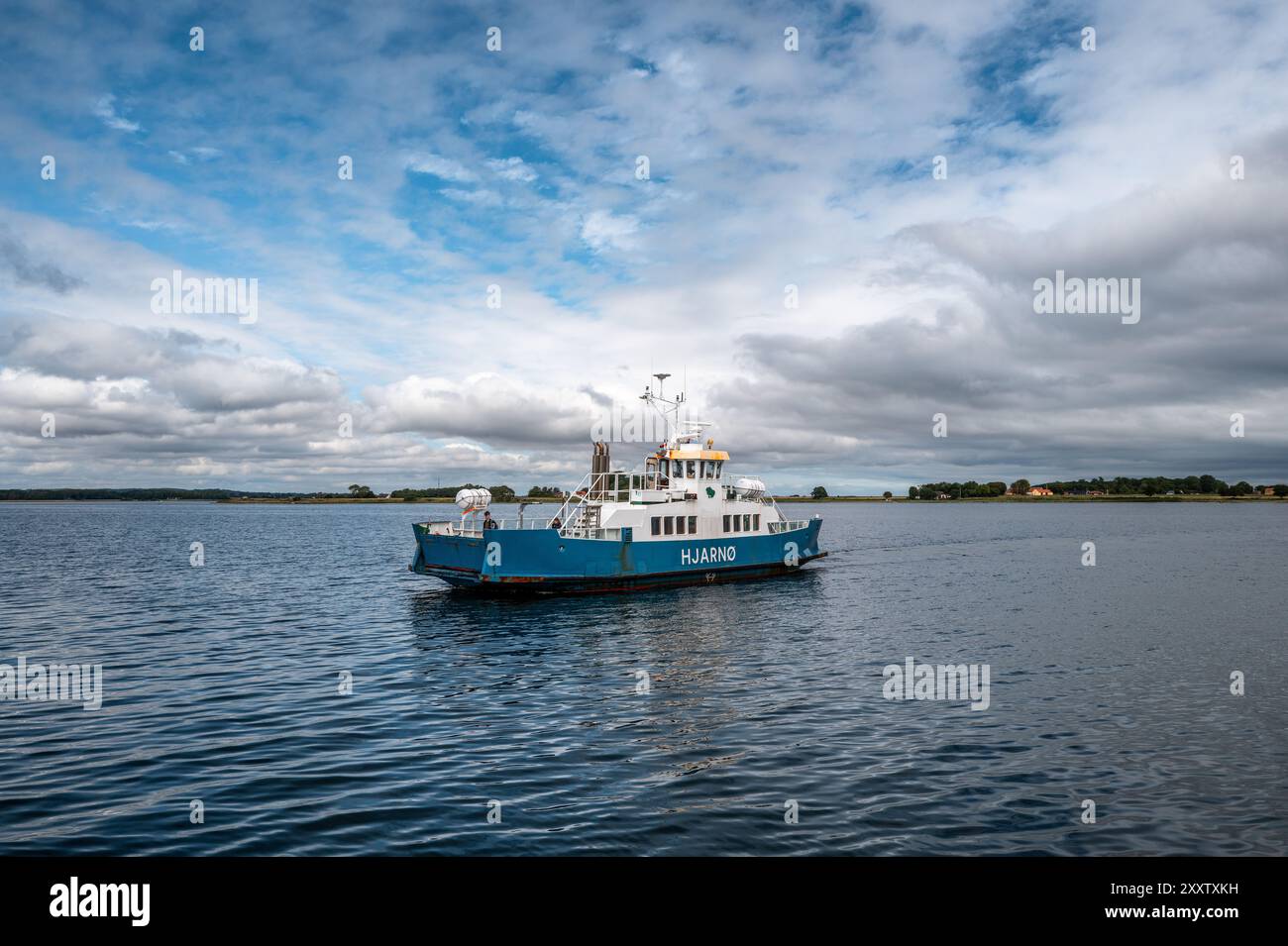 Tiny ferry in Snaptun harbor harbour in Snaptun at the east coast in ...