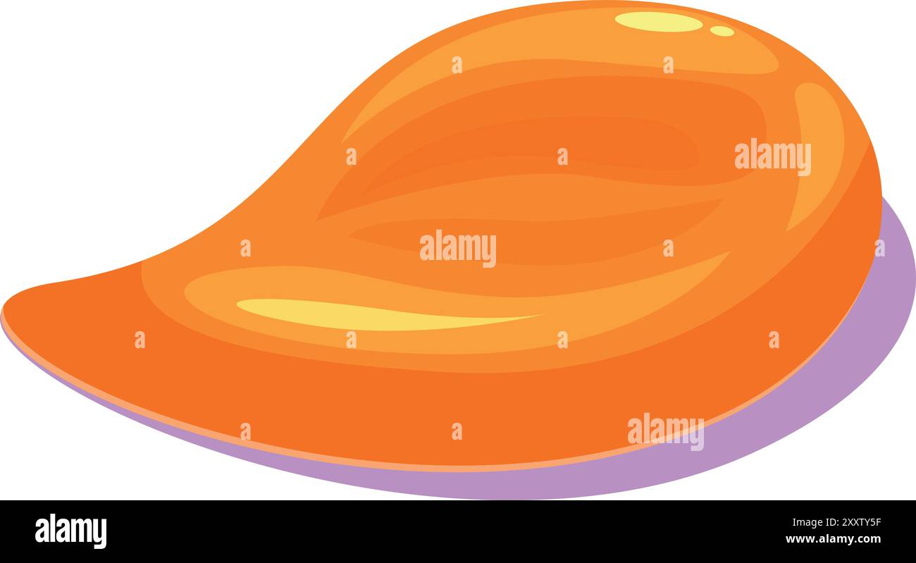 Illustration of a ripe mango pulp lying on a surface, with a shadow ...