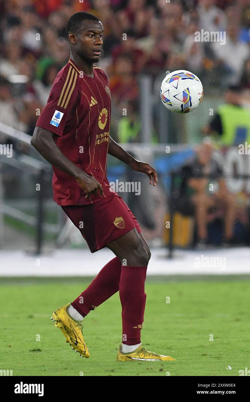 Rome, Italy. 25th Aug, 2024. Evan Ndicka of Roma seen in action during ...